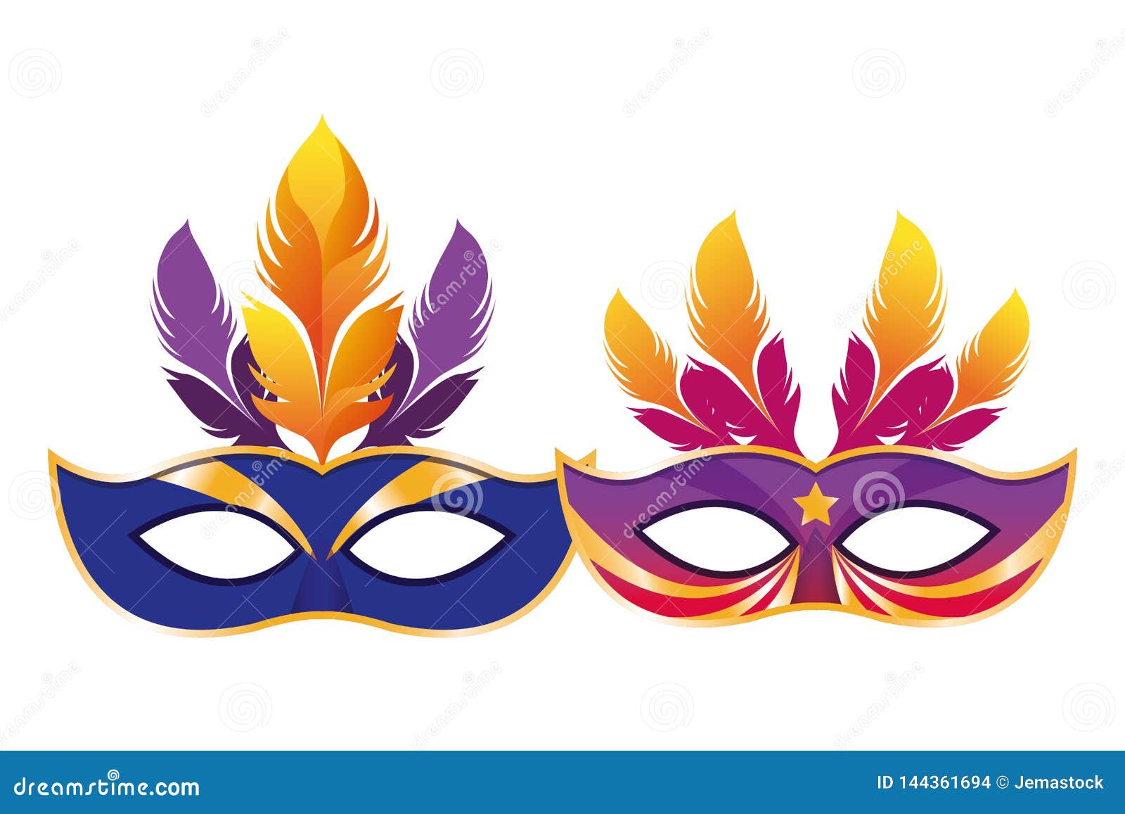 Mask with feathers stock vector. Illustration of traditional - 144361694