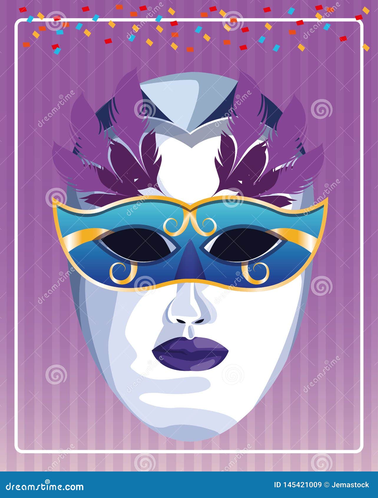 Mask with feathers stock vector. Illustration of mystery - 145421009