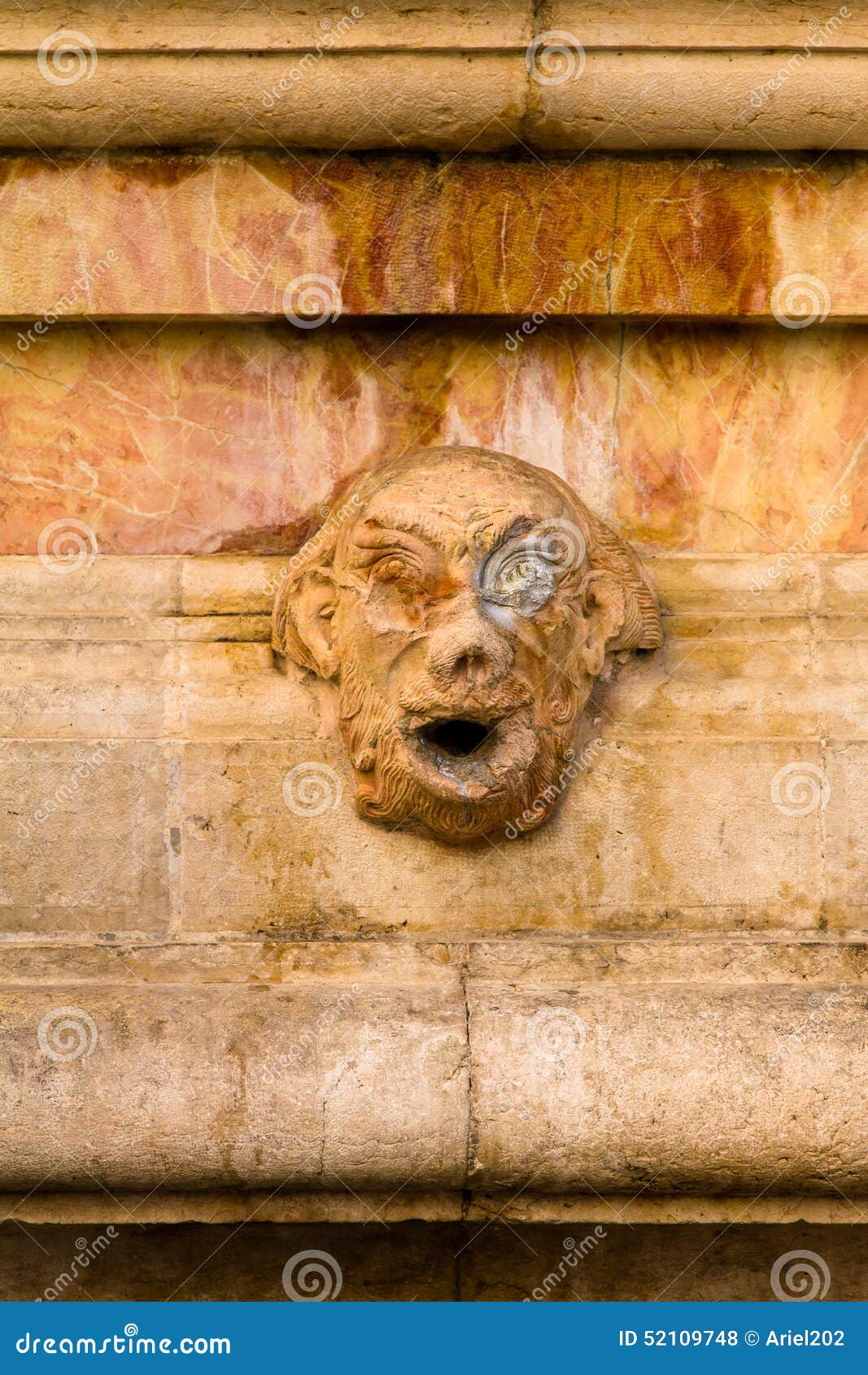 The Mask on the Fountain, Jerusalem Stock Photo - Image of fountain ...