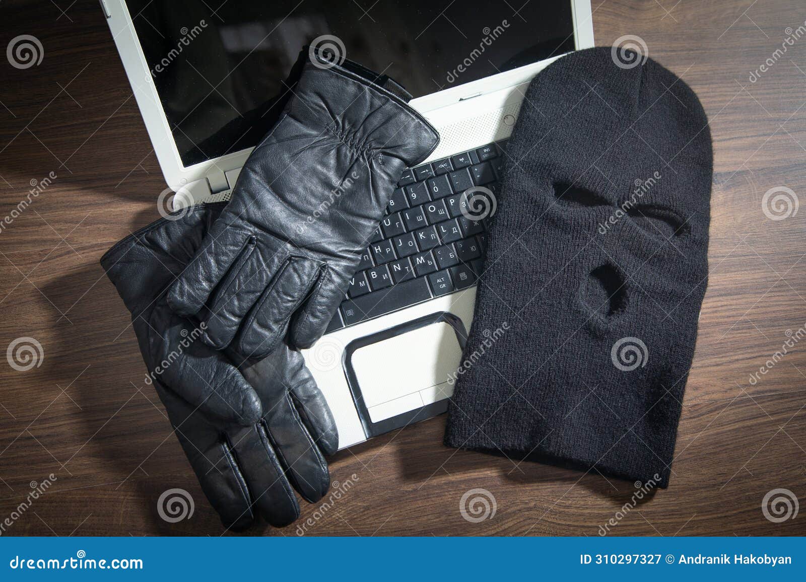 Mask, Gloves and Laptop Computer on the Table Stock Image - Image of ...