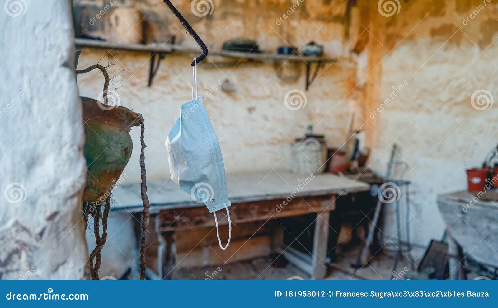 Mask Hanging in an Old House Stock Photo - Image of indoor, people ...