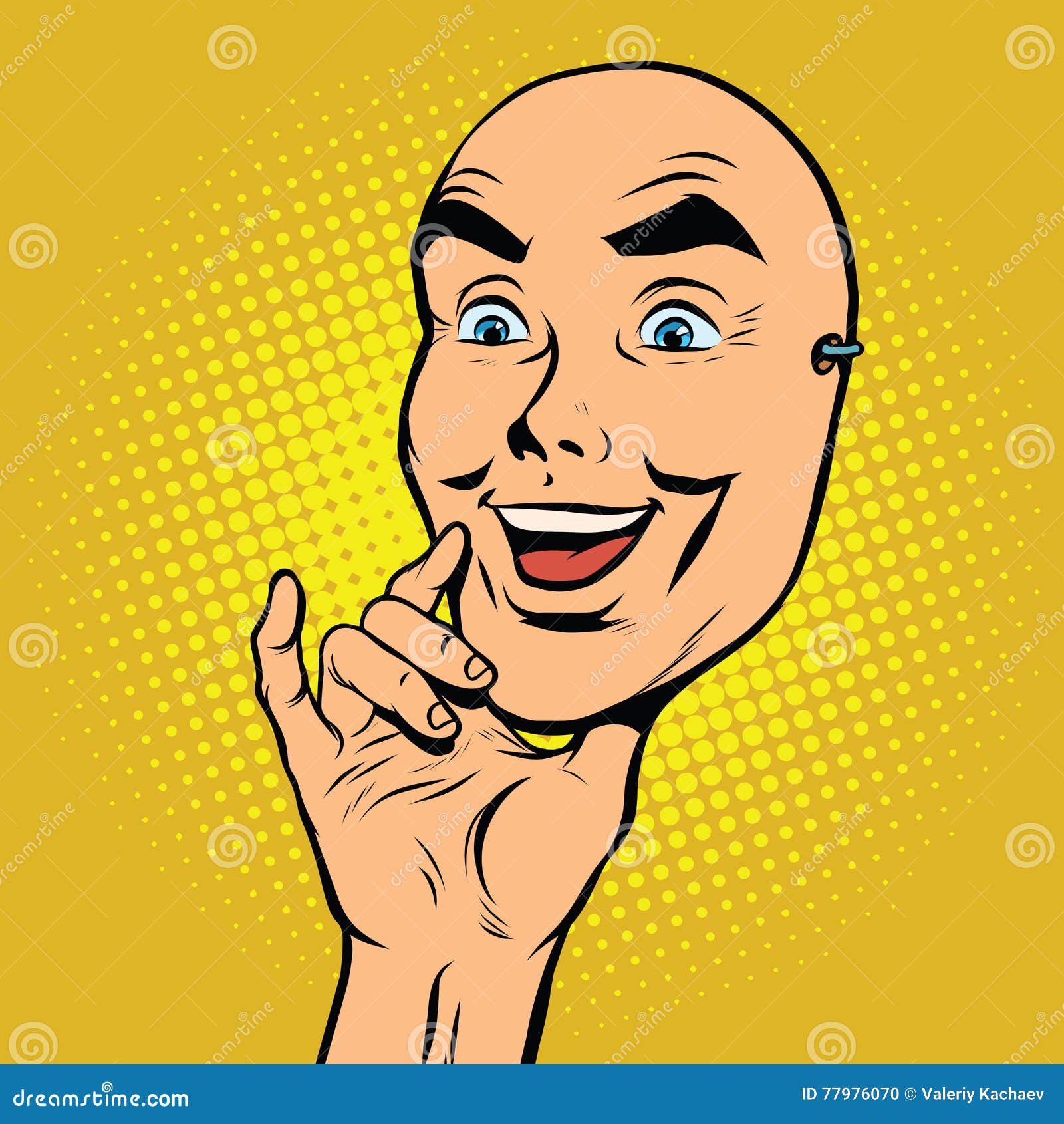 Mask happy face in hands stock vector. Illustration of retro - 77976070