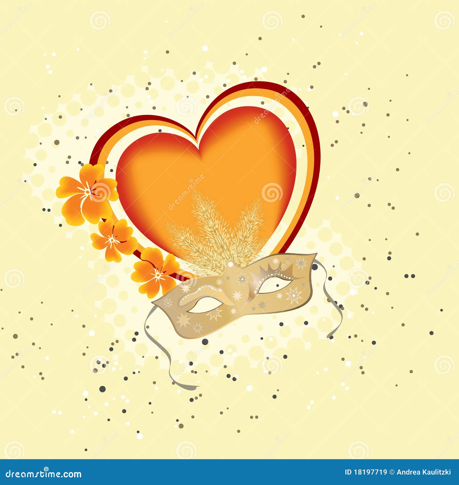 Mask on heart stock illustration. Illustration of party - 18197719