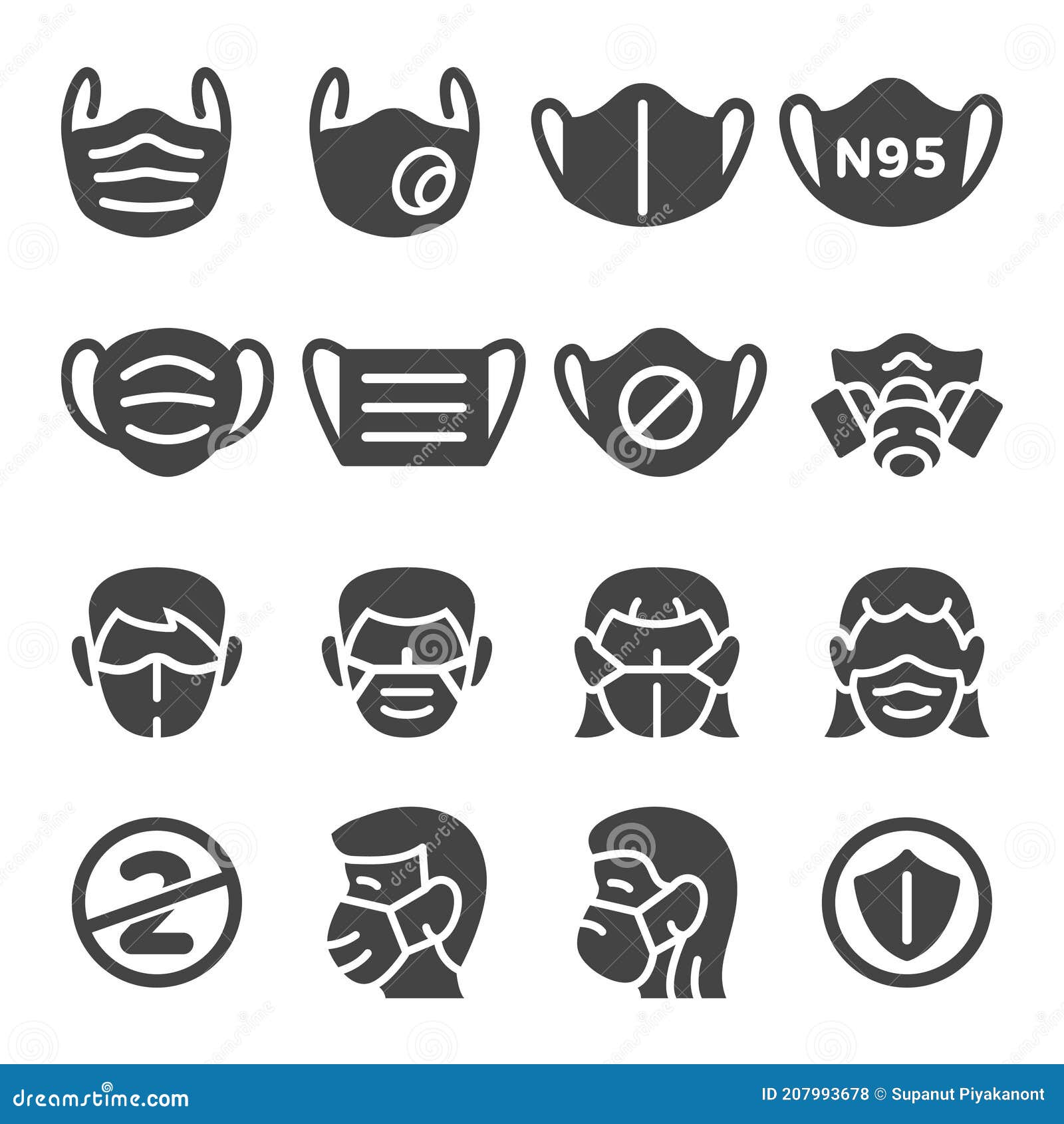 Mask icon set stock vector. Illustration of medicine - 207993678