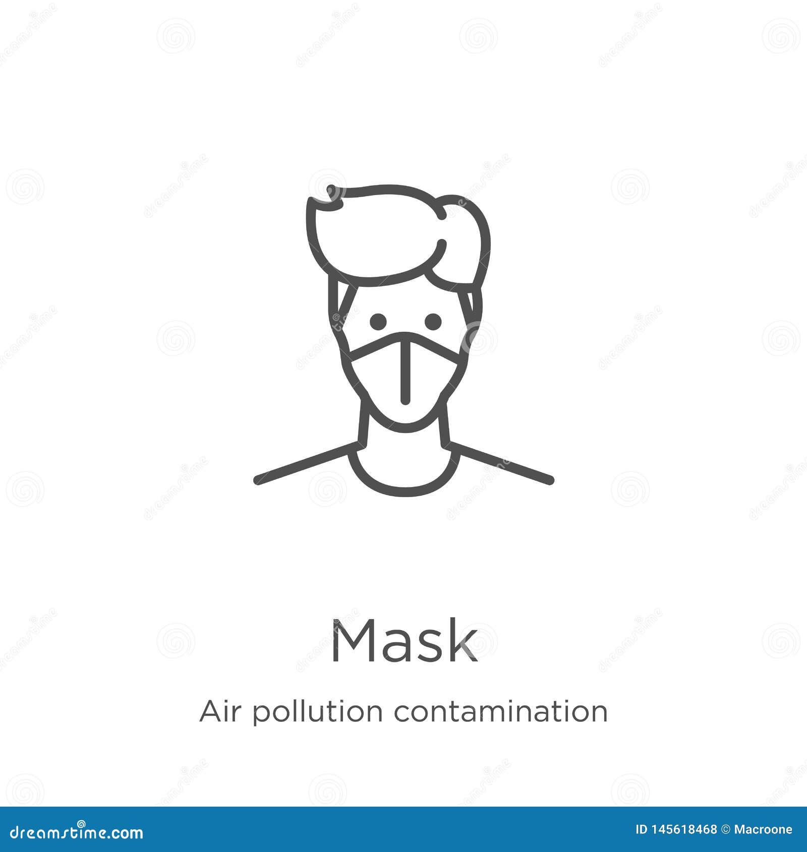 Mask Icon Vector from Air Pollution Contamination Collection. Thin Line ...