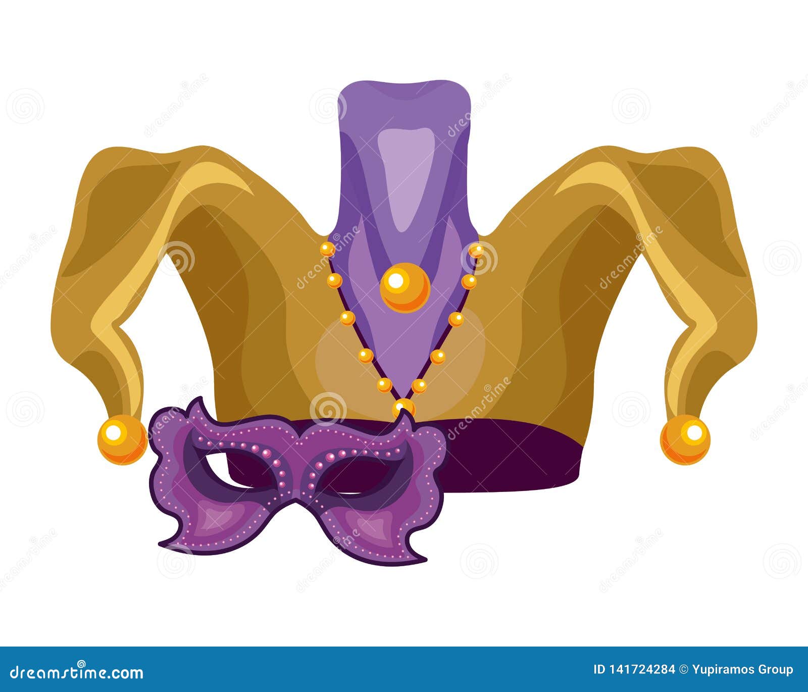 Mask with jester hat stock vector. Illustration of purple - 141724284