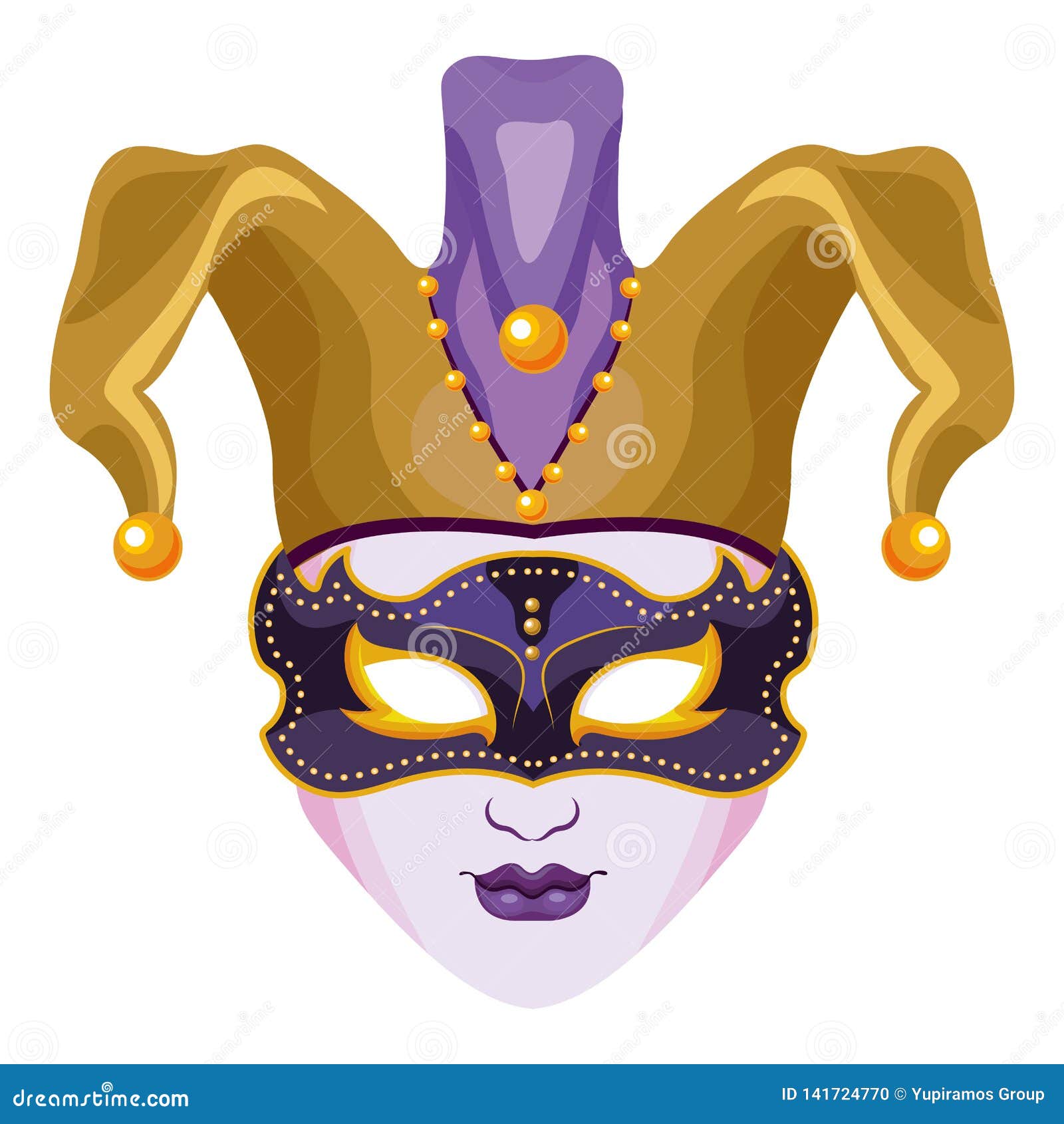 Mask with jester hat stock vector. Illustration of celebration - 141724770
