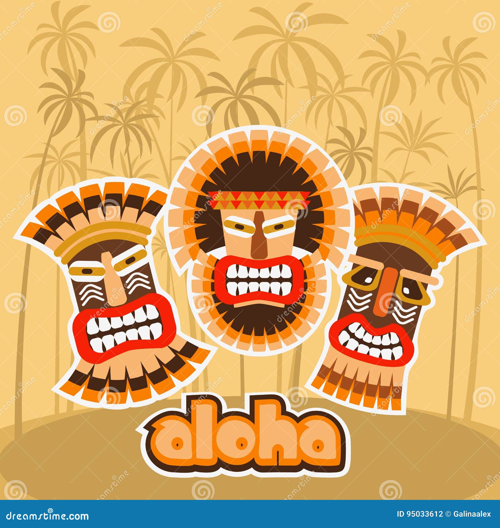 Mask and palm trees stock vector. Illustration of background - 95033612