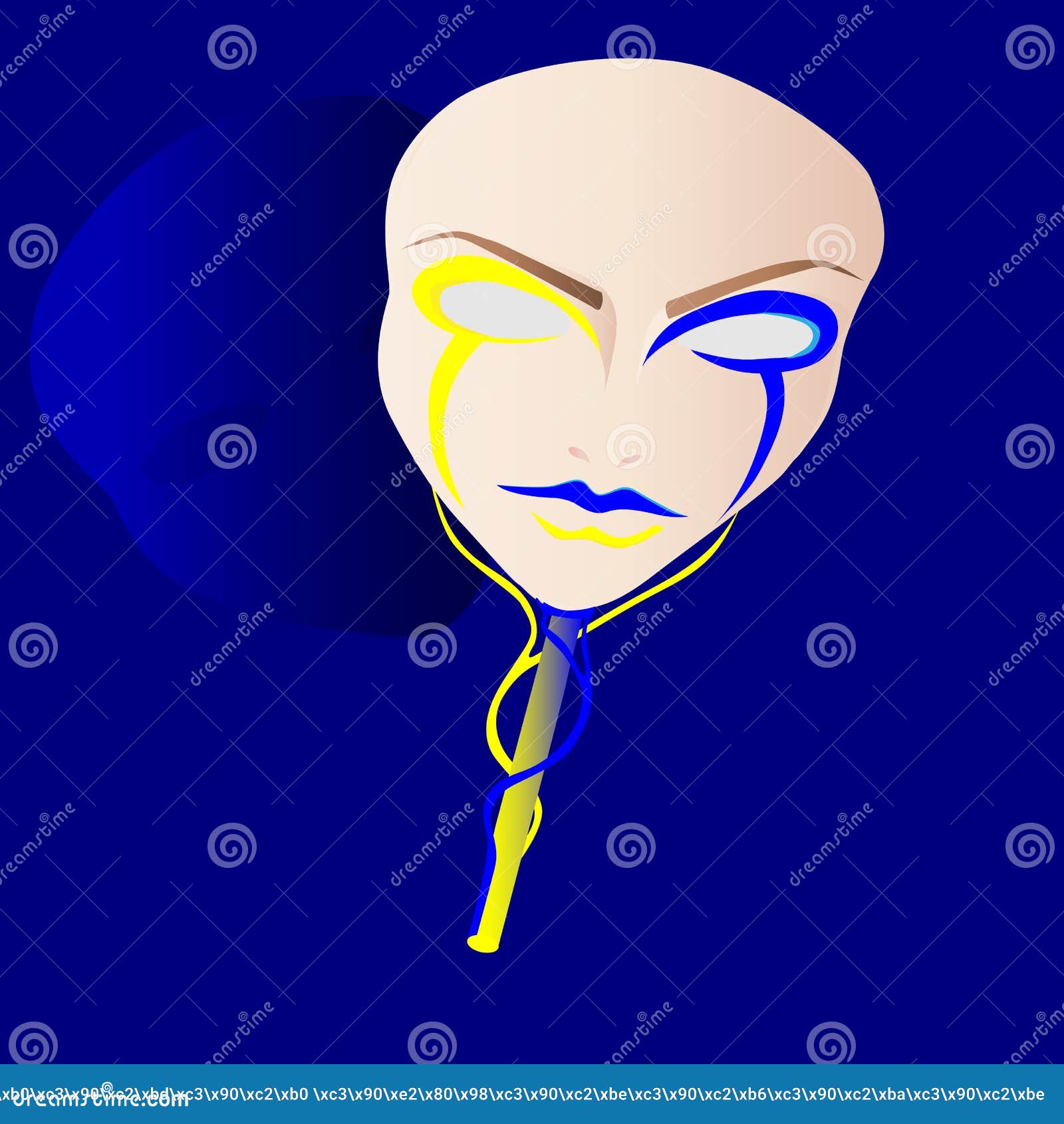 MASK with Reflection on a Blue Background Stock Illustration ...