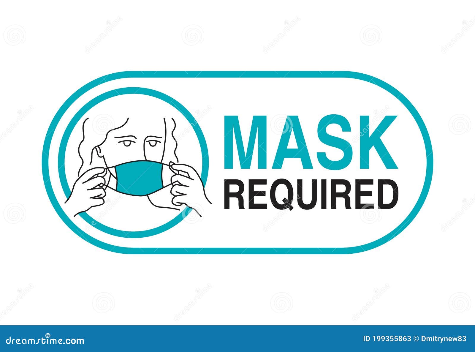 Mask Required Prevention Sign with Woman Face Stock Vector ...