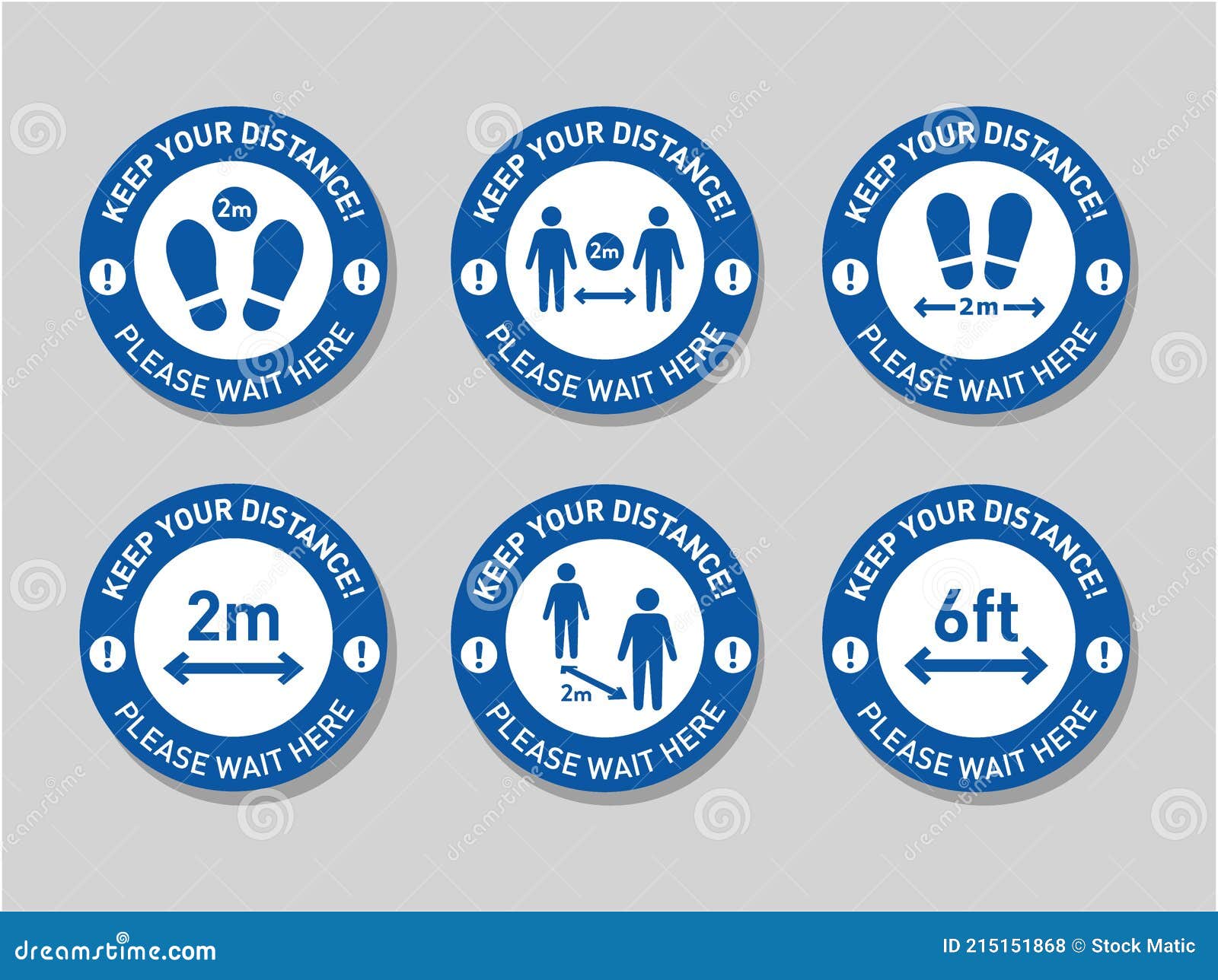 Attention, Keep Social Distance Sign Set. Stop Covid-19 Infection ...