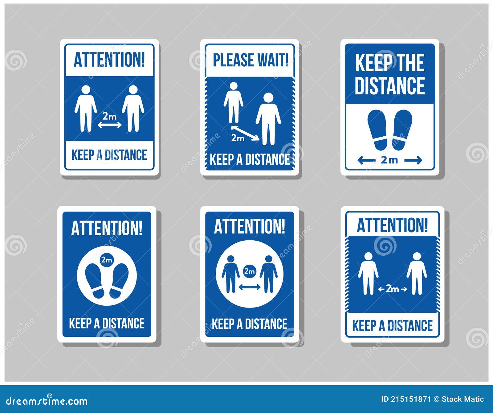 Attention, Keep Social Distance Sign Set. Stop Covid-19 Infection ...