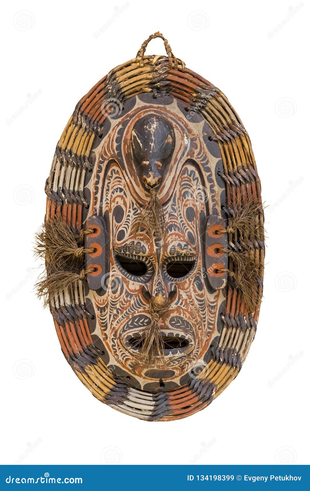 Mask Ritual from a Tree, Decorated with Paints on a White Background ...
