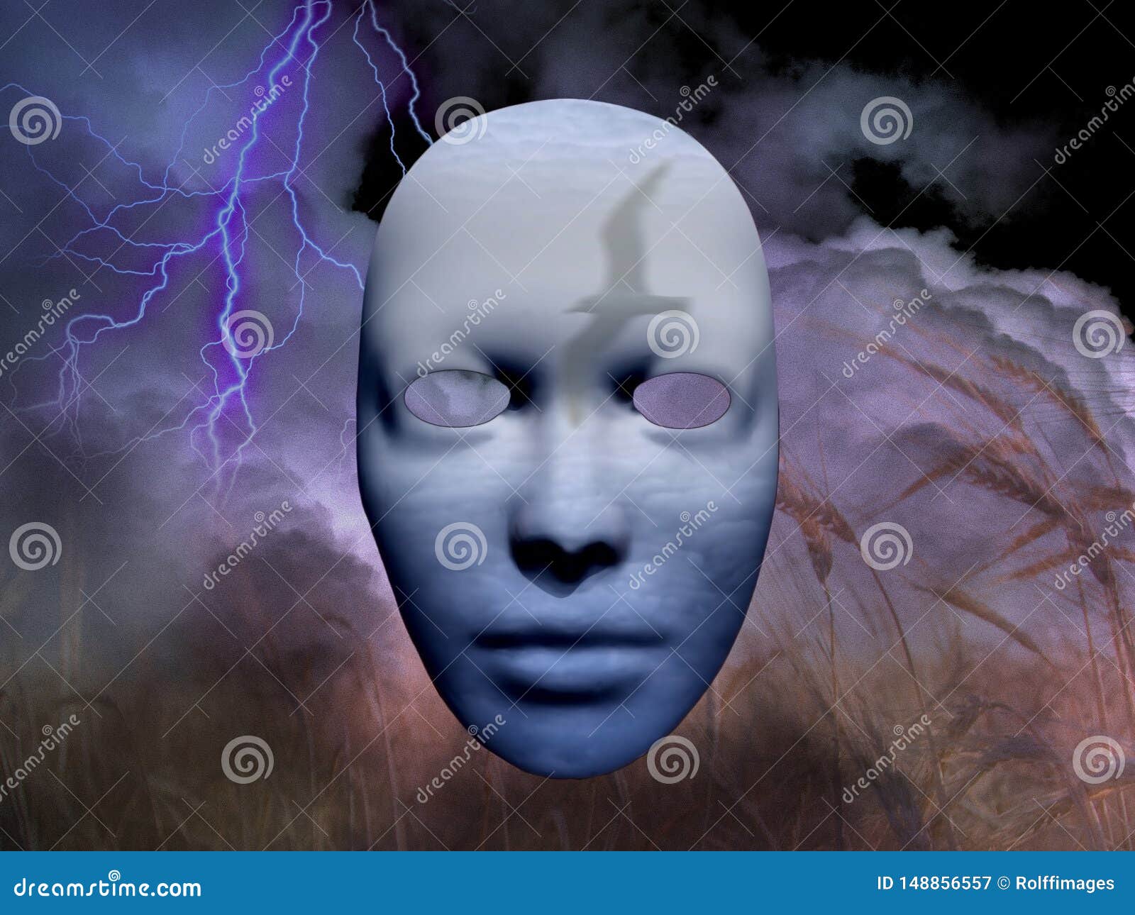 Mask in the sky stock illustration. Illustration of concept - 148856557