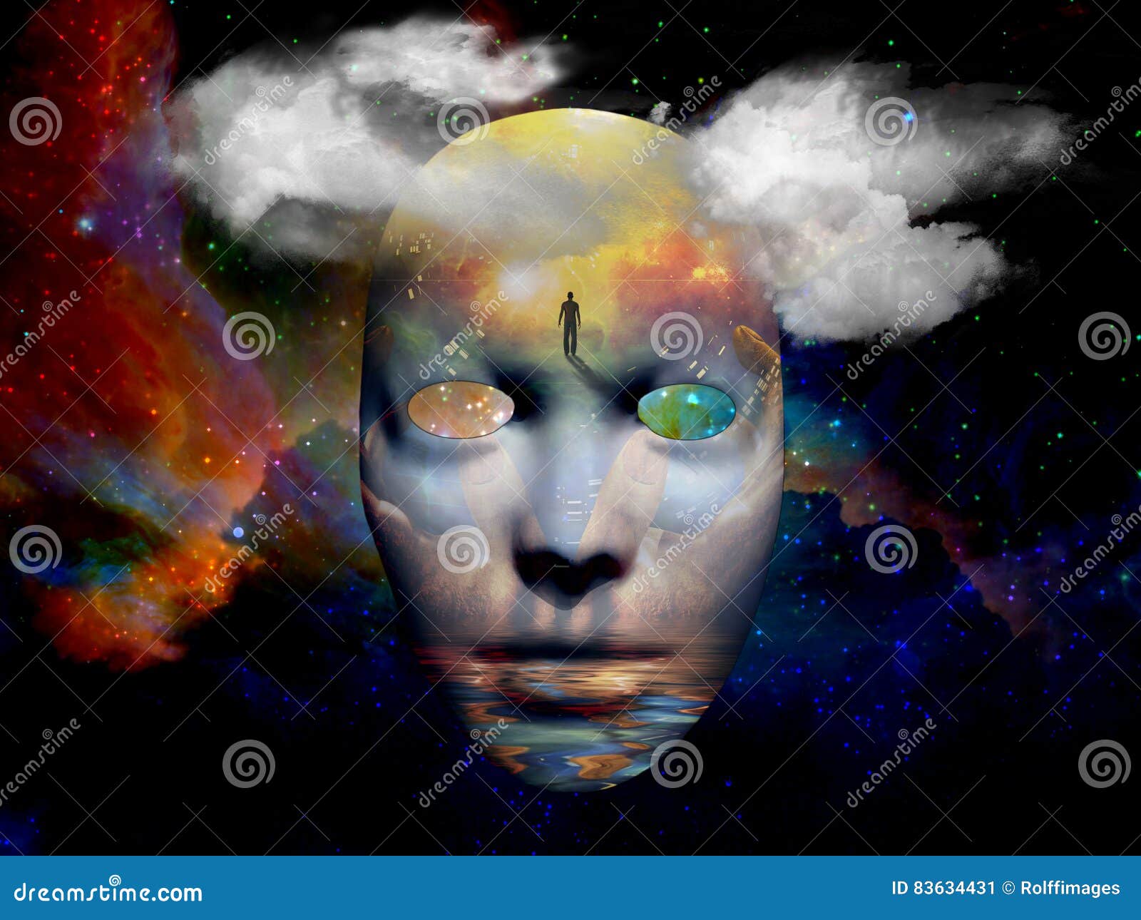 Mask in the space stock illustration. Illustration of imagination ...
