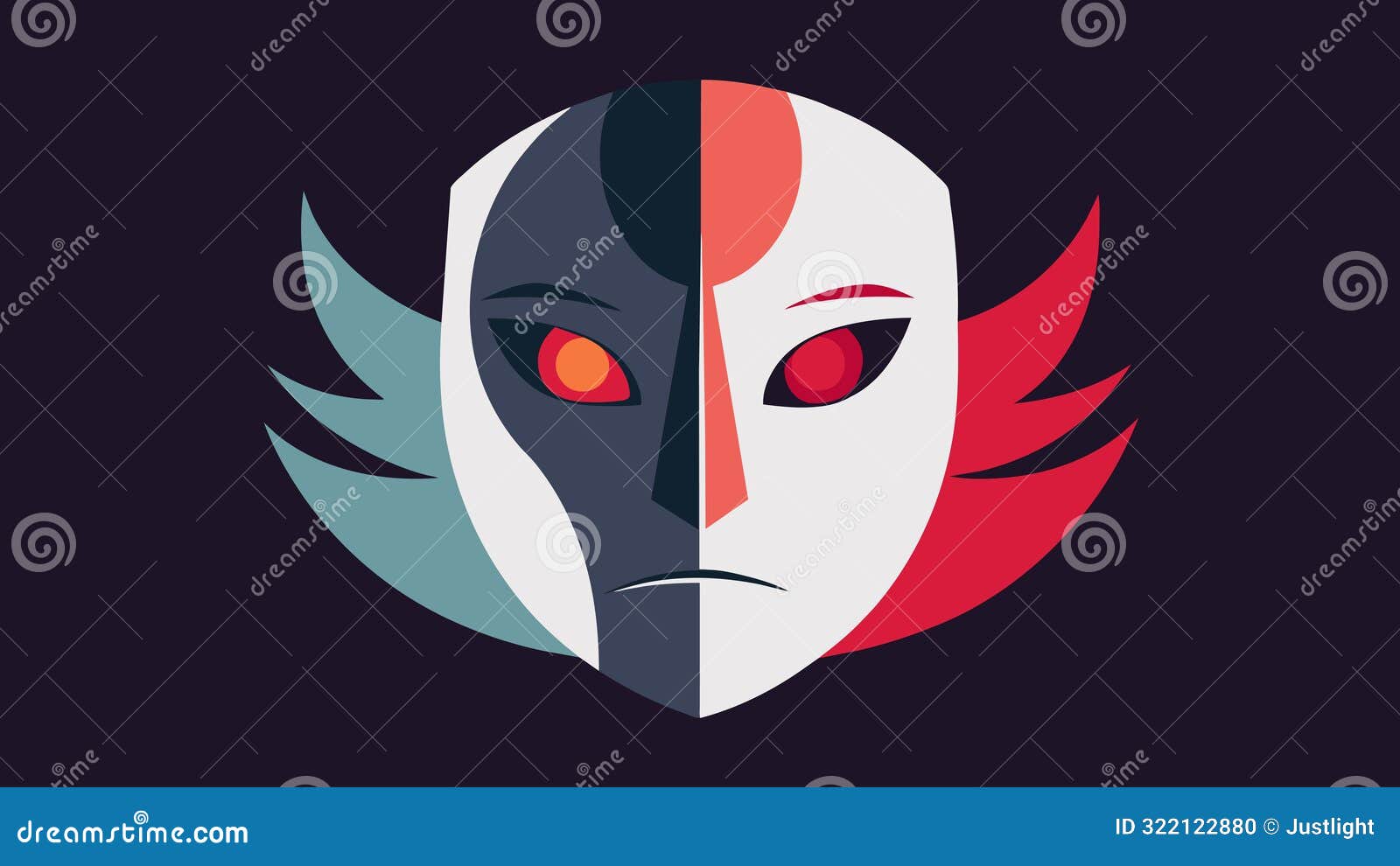 A Mask with a Split Personality with Two Contrasting Sides Representing ...