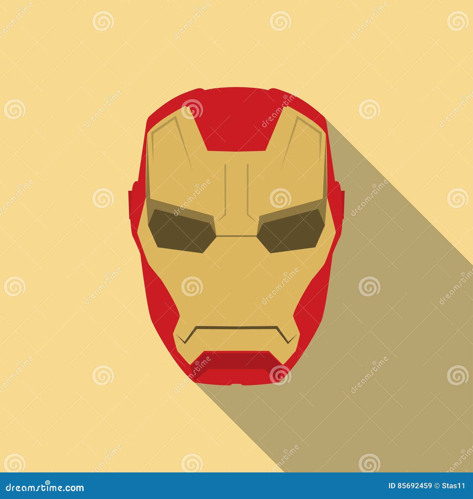 Mask of Super Hero Face Character in Flat Design Template. Golden and ...