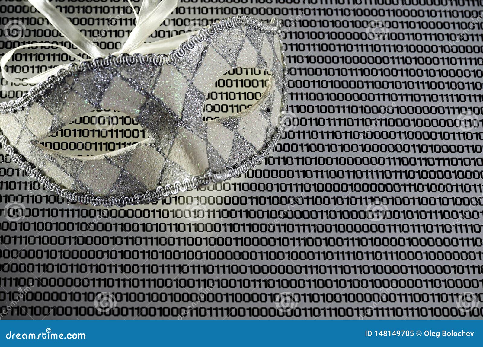 Mask on a White Paper Background with Binary Code, Abstraction ...