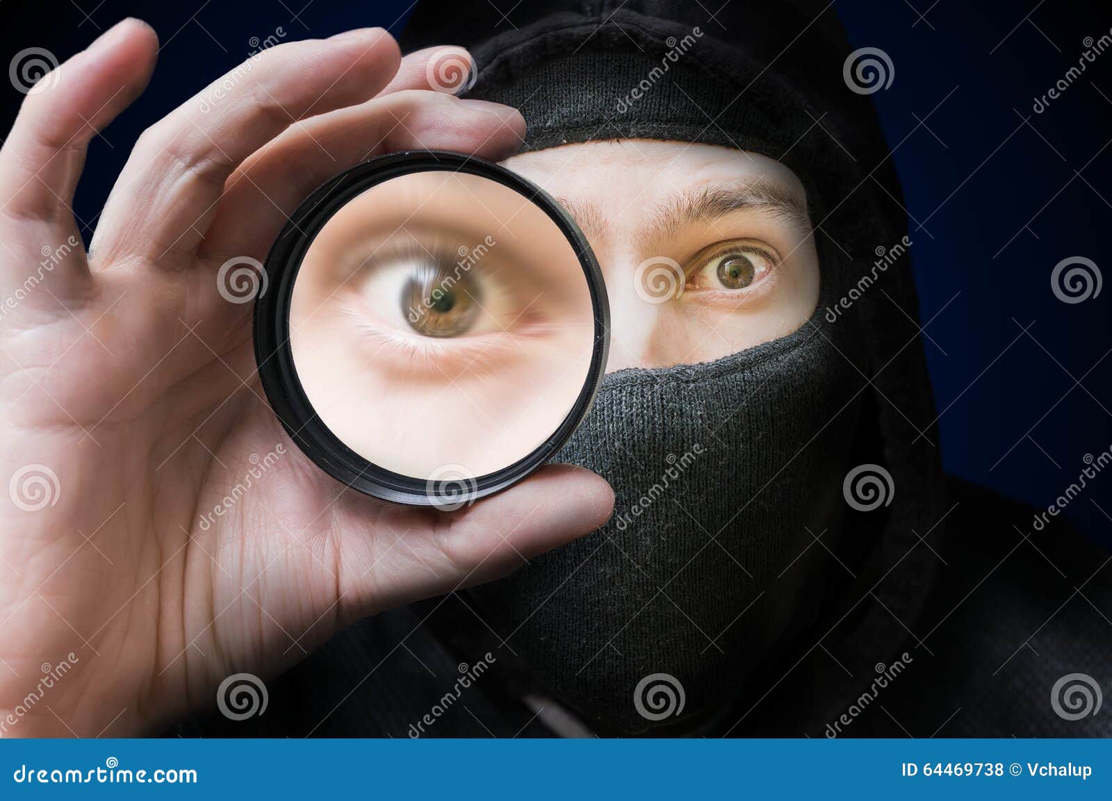 Masked Anonymous Hacker Or Spy Is Spying And Doing Espionage Stock ...