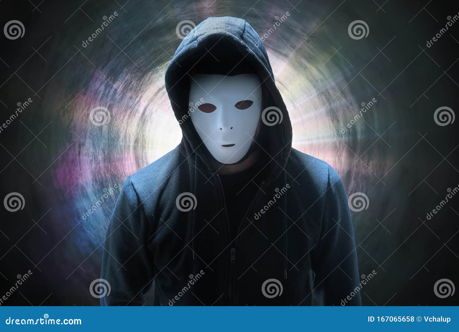 Masked And Anonymous Hacker Under Hood Giving Thumbs Up While Using A ...