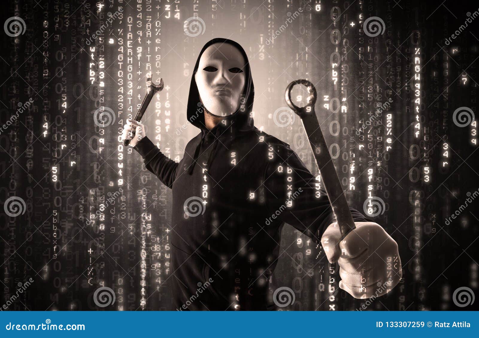 Armed Hacker in Cyber Security Cloud Concept Stock Image - Image of ...