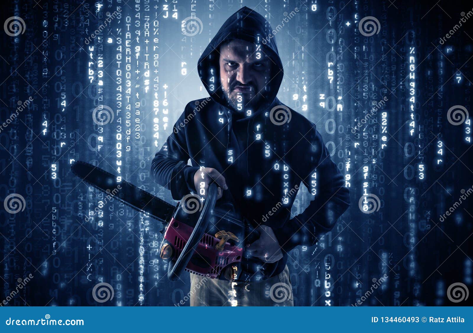 Armed Hacker in Cyber Security Cloud Concept Stock Image - Image of ...