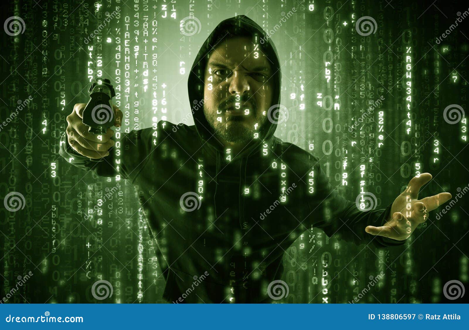 Armed Hacker in Cyber Security Cloud Concept Stock Illustration ...
