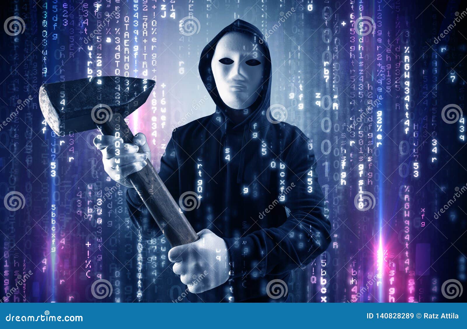 Armed Hacker in Cyber Security Cloud Concept Stock Image - Image of ...