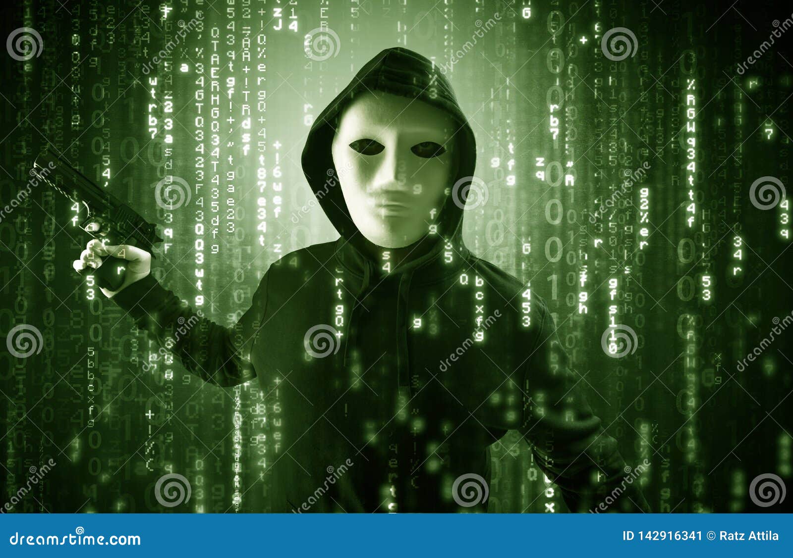 Armed Hacker in Cyber Security Cloud Concept Stock Image - Image of ...