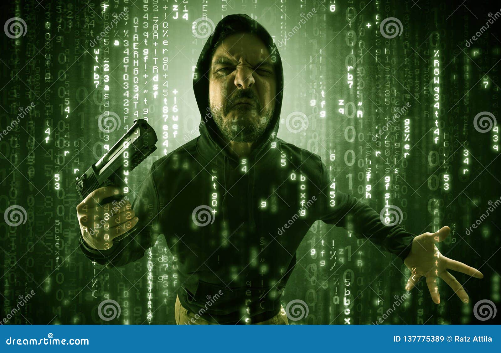 Armed Hacker in Cyber Security Cloud Concept Stock Image - Image of ...