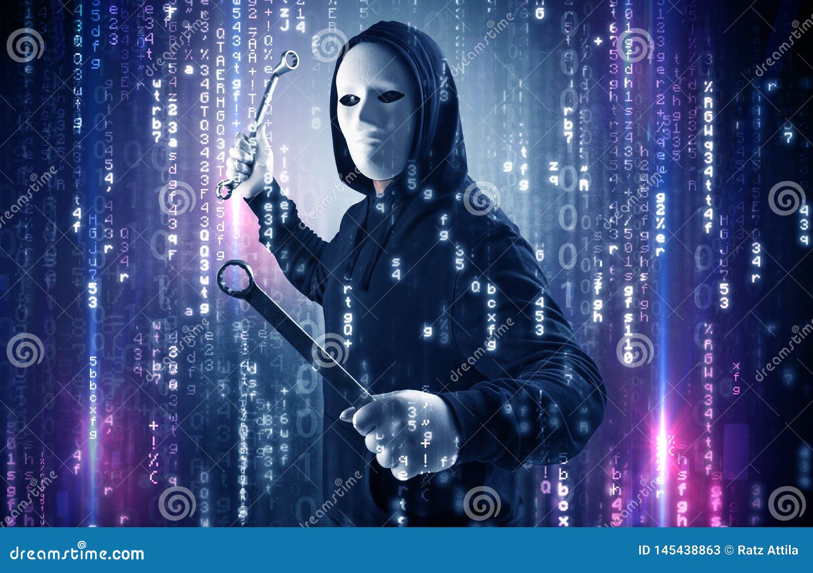 Armed Hacker in Cyber Security Cloud Concept Stock Image - Image of ...
