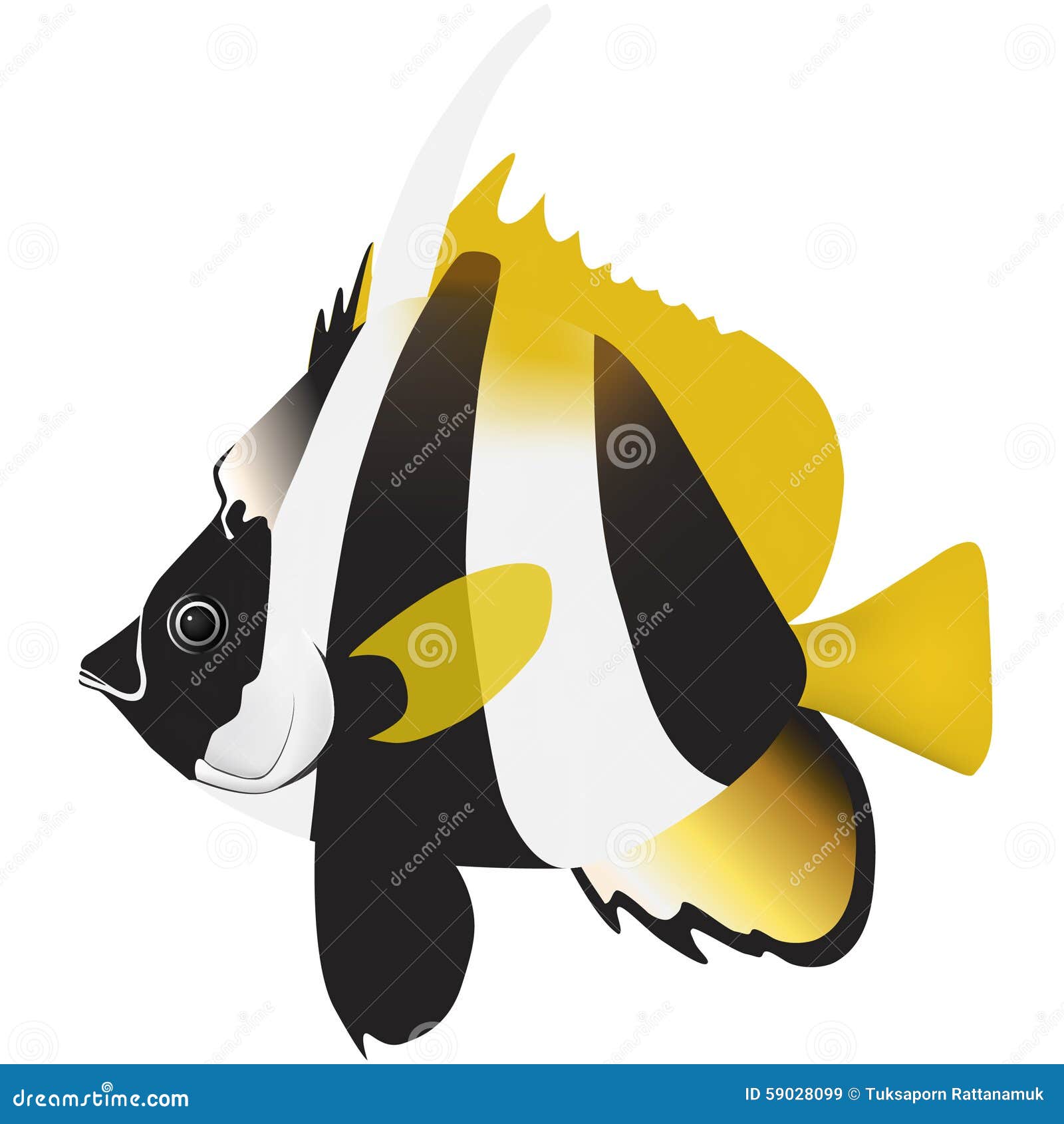 Masked Banner Fish Cartoon Vector Illustration | CartoonDealer.com ...