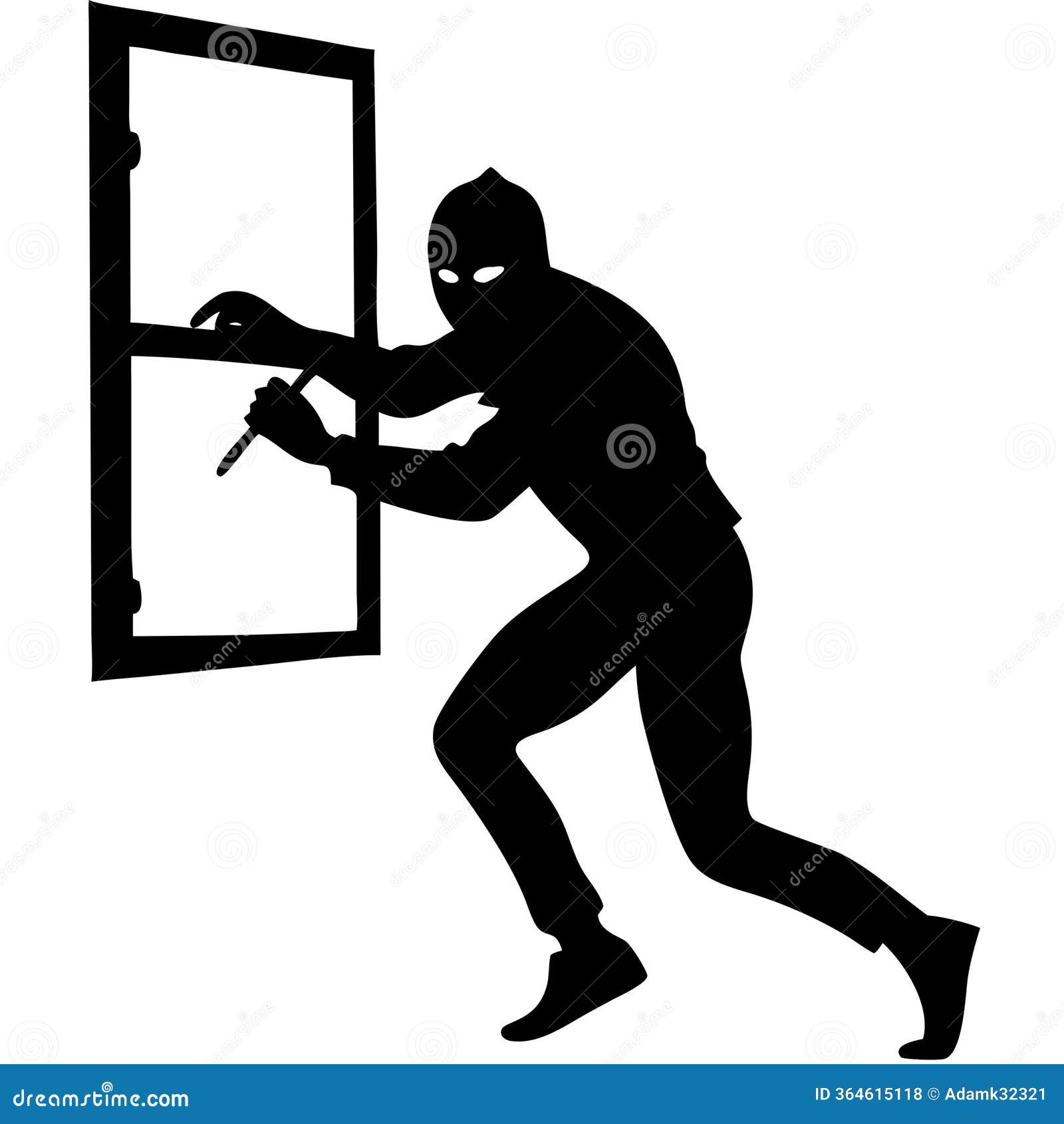 Masked Burglar Smiling In Computer Monitor With Bag On His Shoulder ...