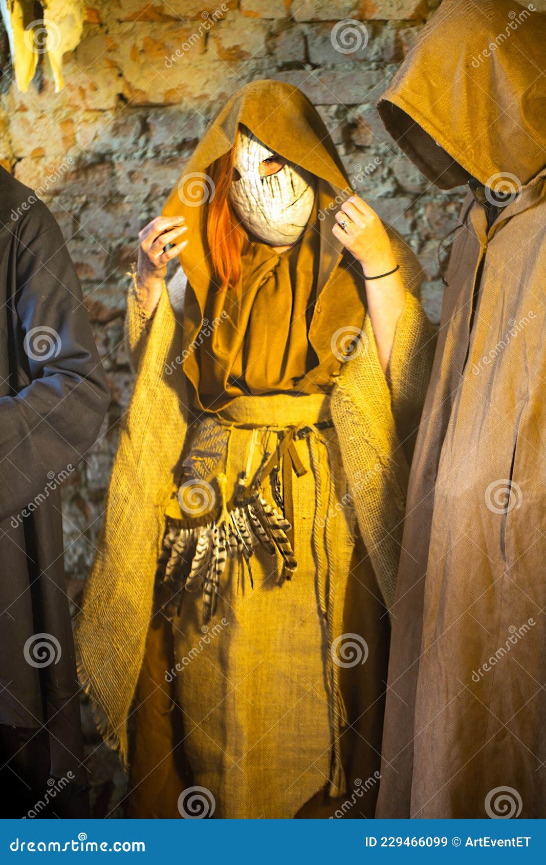 Masked and Cassocked Monk Performs Ritual Pagan Rite Stock Image ...