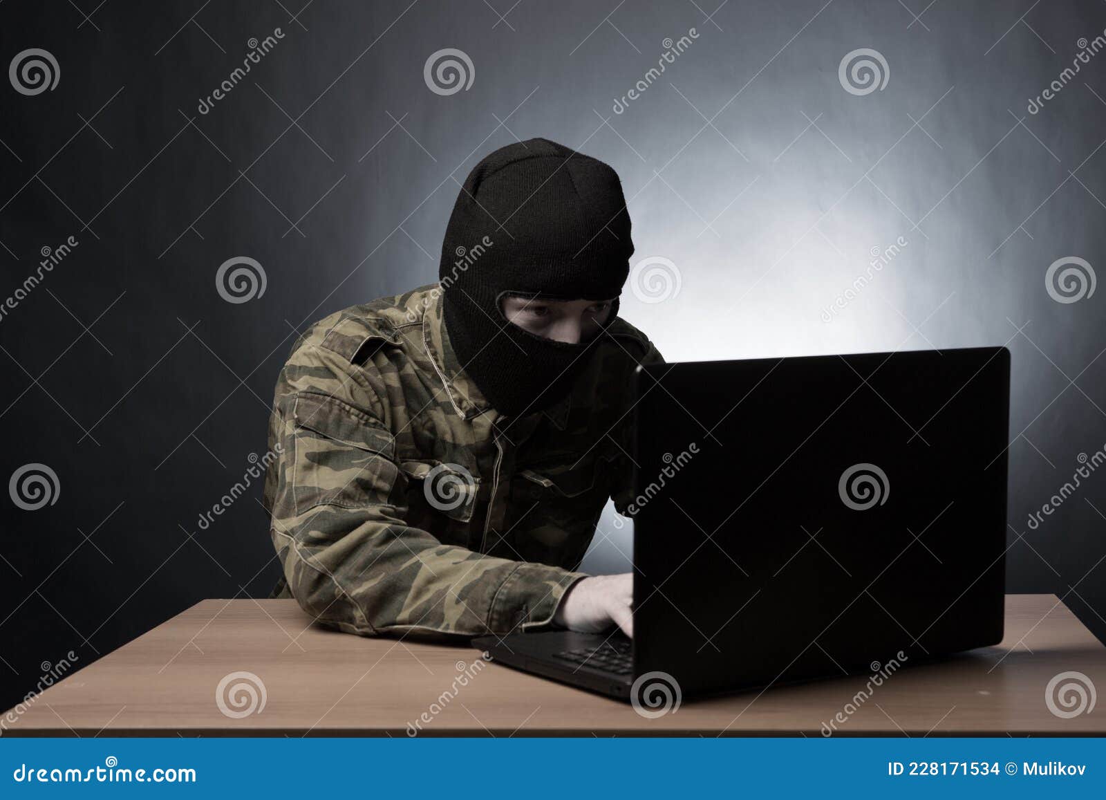 Masked Cyber Terrorist Hacking Army Intelligence Stock Photo - Image of ...