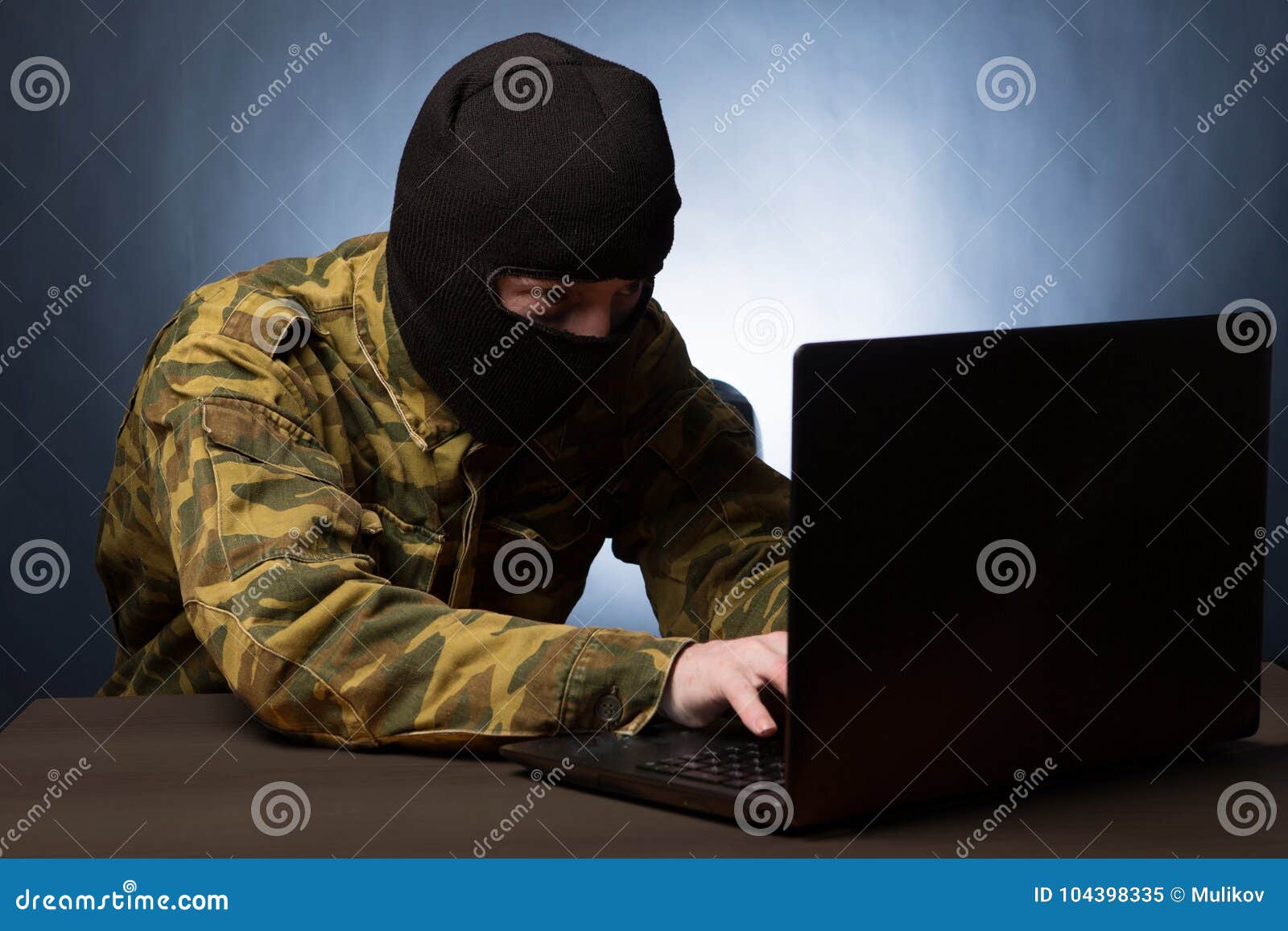 Masked Cyber Terrorist Hacking Army Intelligence Stock Image - Image of ...