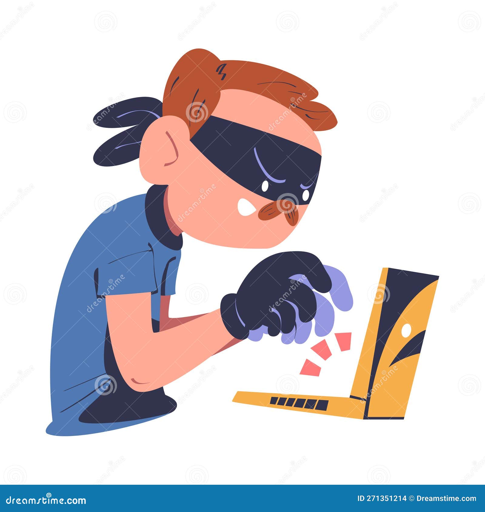 Masked Cyber Thief Hacking Computer And Stealing Data. Cyber Security ...