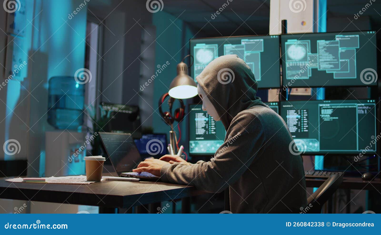 Masked Data Thief Hacking Computer Network at Night, Stock Footage ... Masked Data Thief Hacking Computer Network at Night, Stock Footage ...
