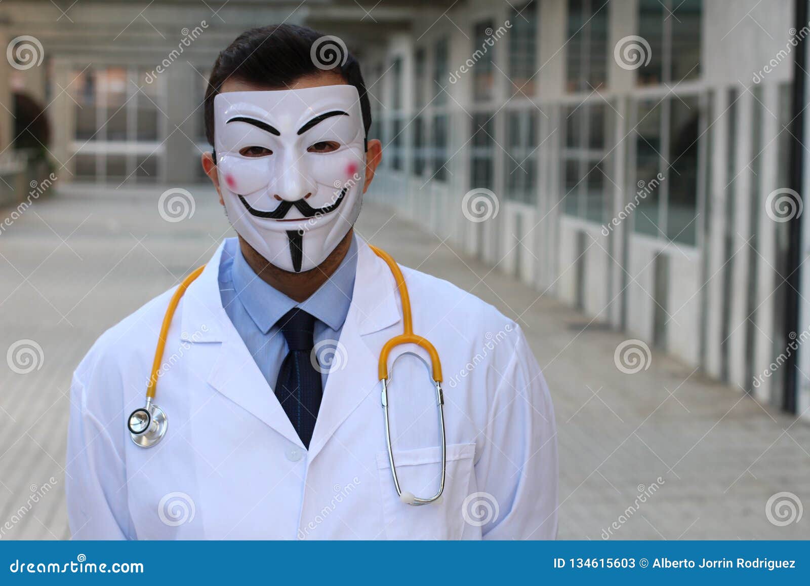 Masked Doctor with Copy Space Editorial Stock Photo - Image of fake ...