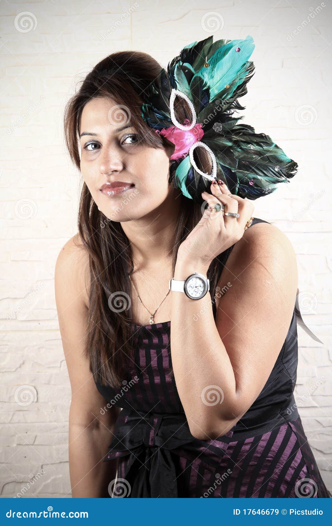 Masked girl stock image. Image of isolated, asian, feather - 17646679