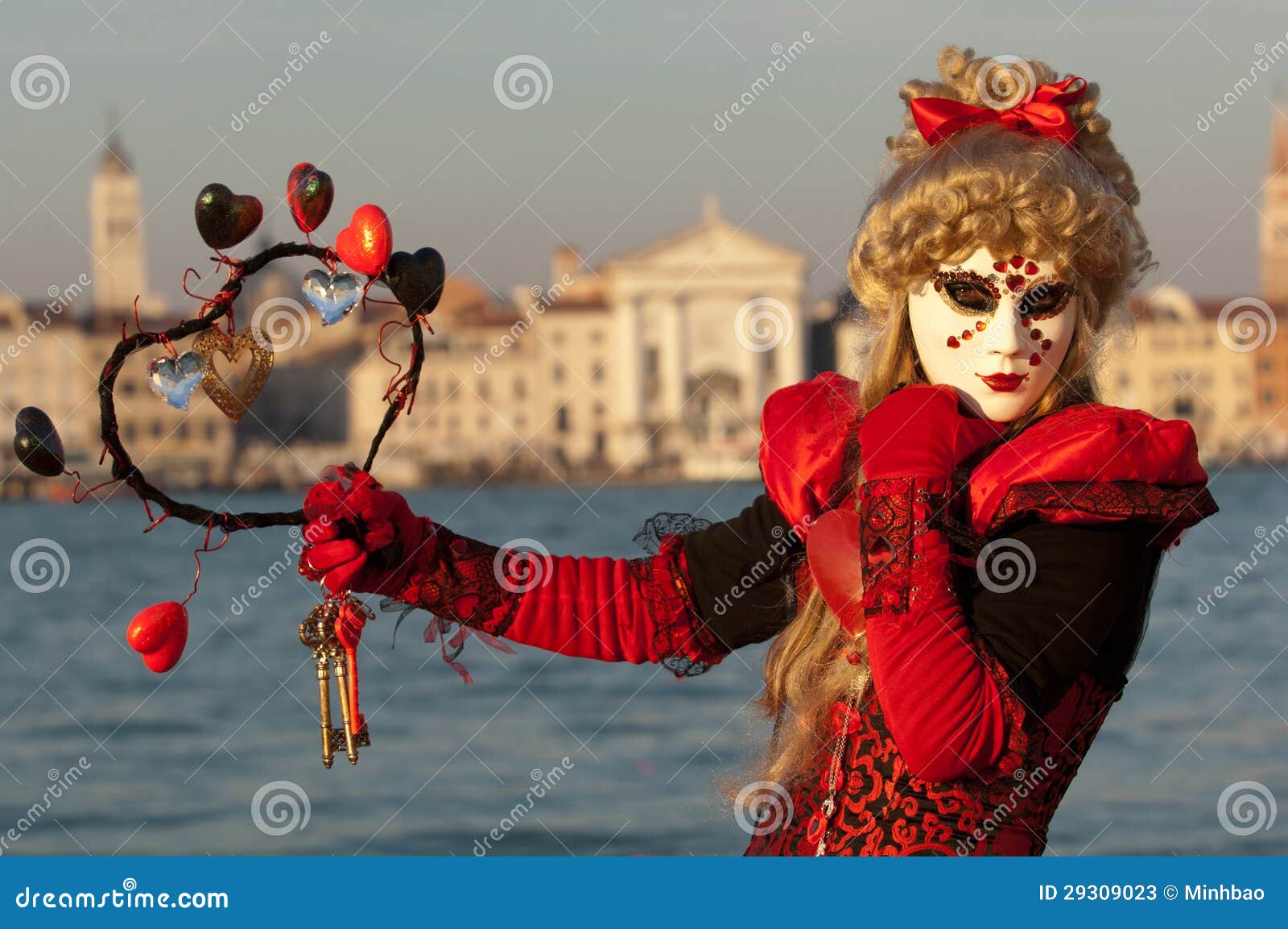 Masked girl in red costume stock image. Image of masked - 29309023
