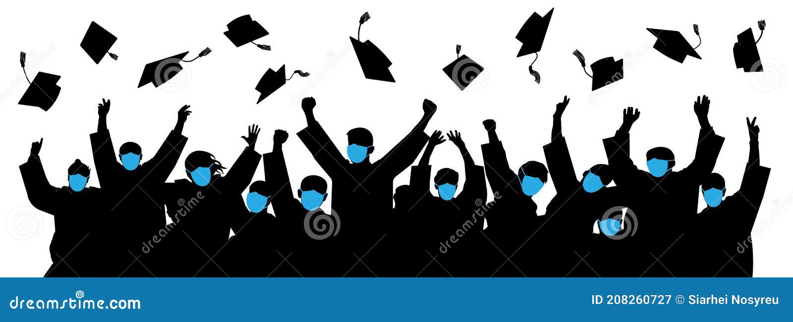 Masked Graduates. Graduates Throwing Cap. Crowd Of Students. Graduates ...