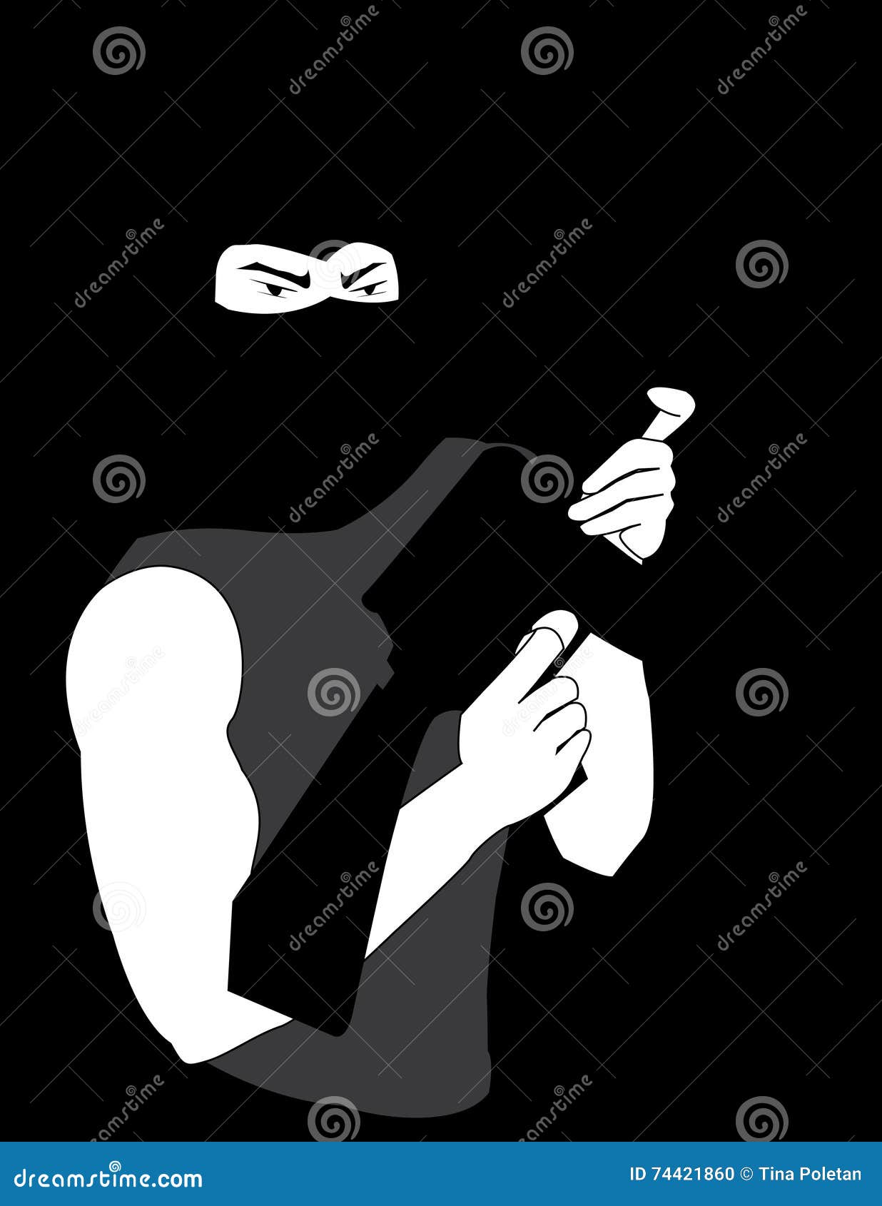 Masked gunman stock illustration. Illustration of killer - 74421860