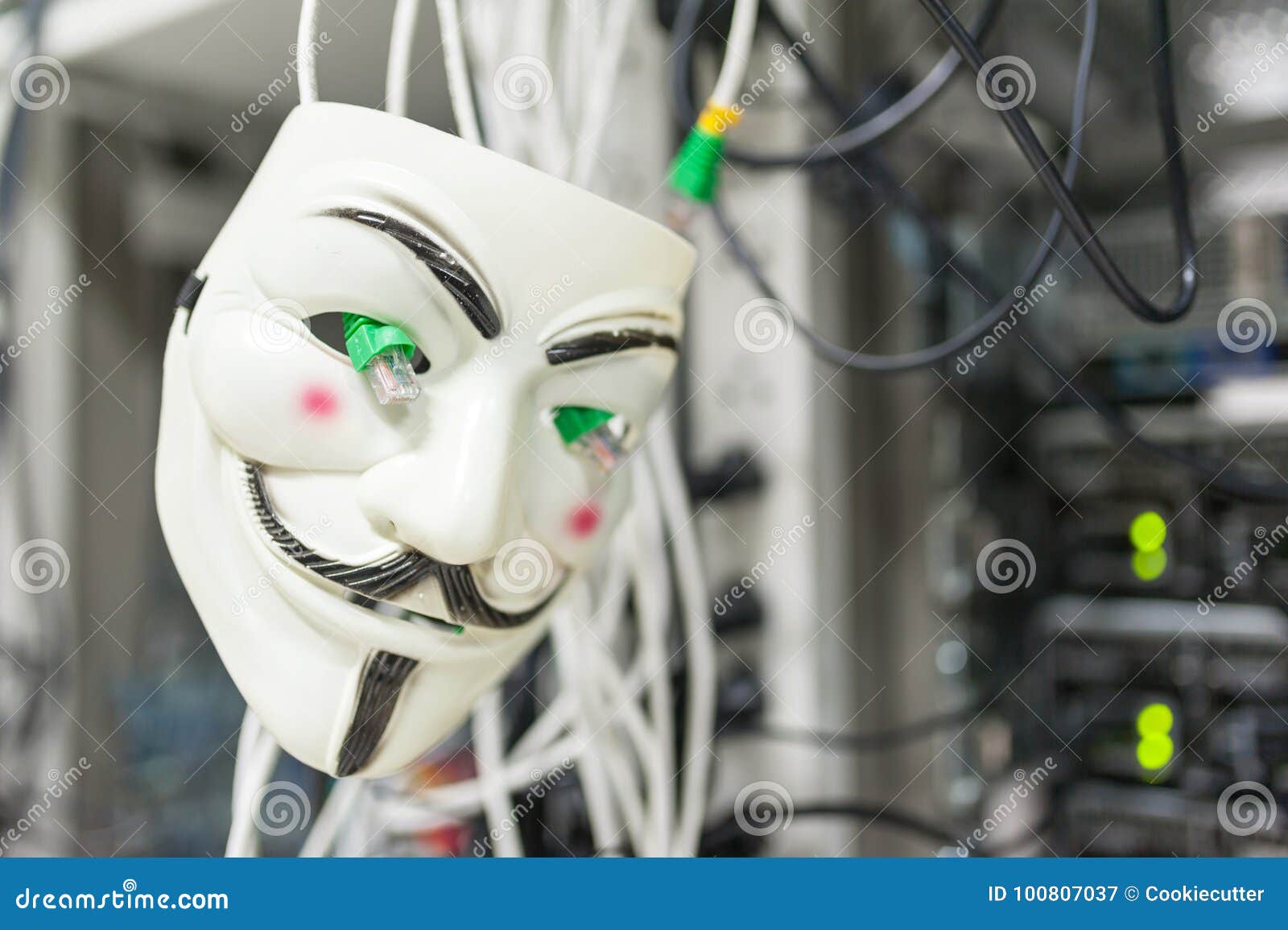 Masked Hacker in Computer Server Room Concept . Editorial Photography ...
