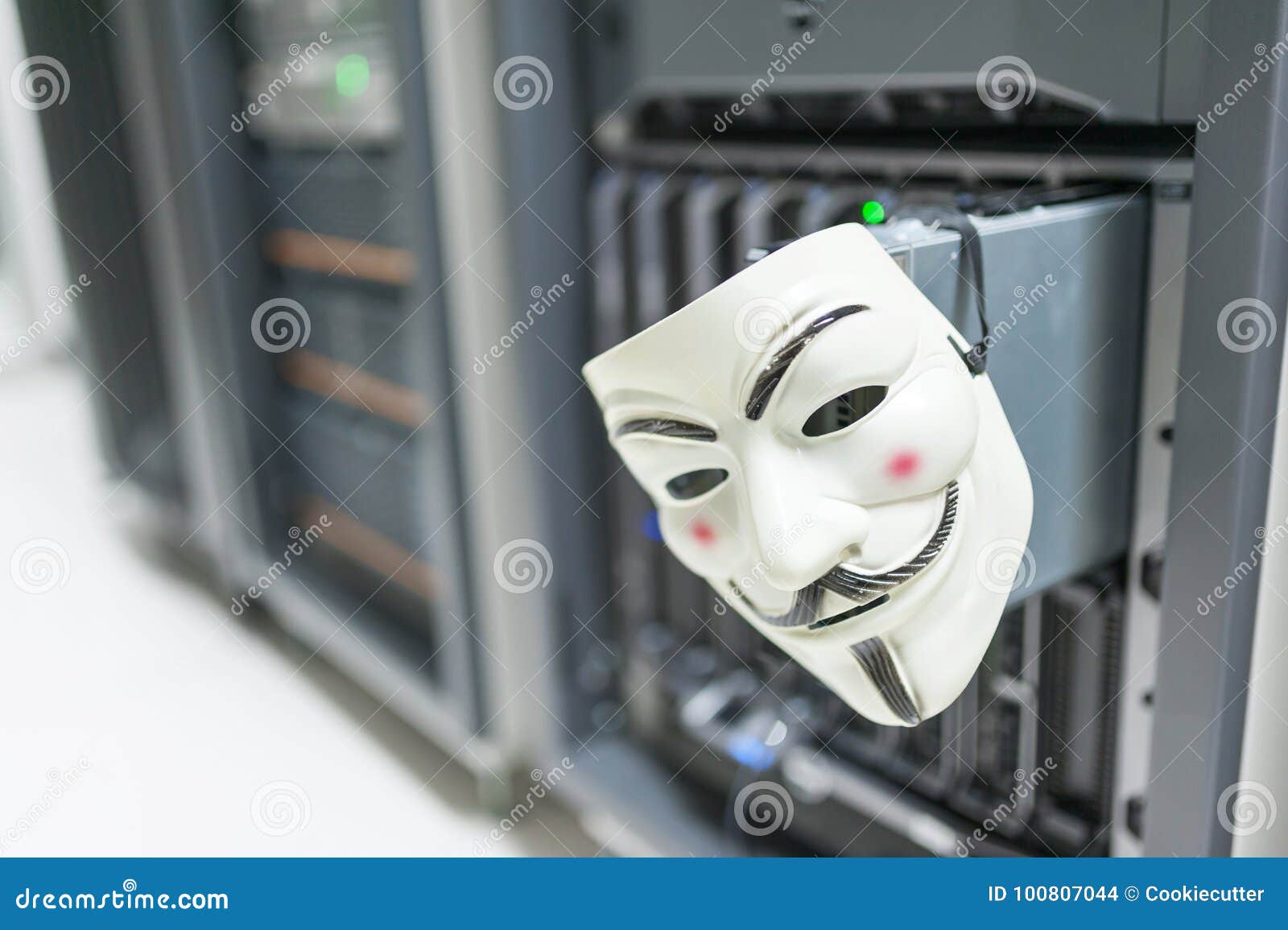 Masked Hacker in Computer Server Room Concept . Editorial Stock Image ...