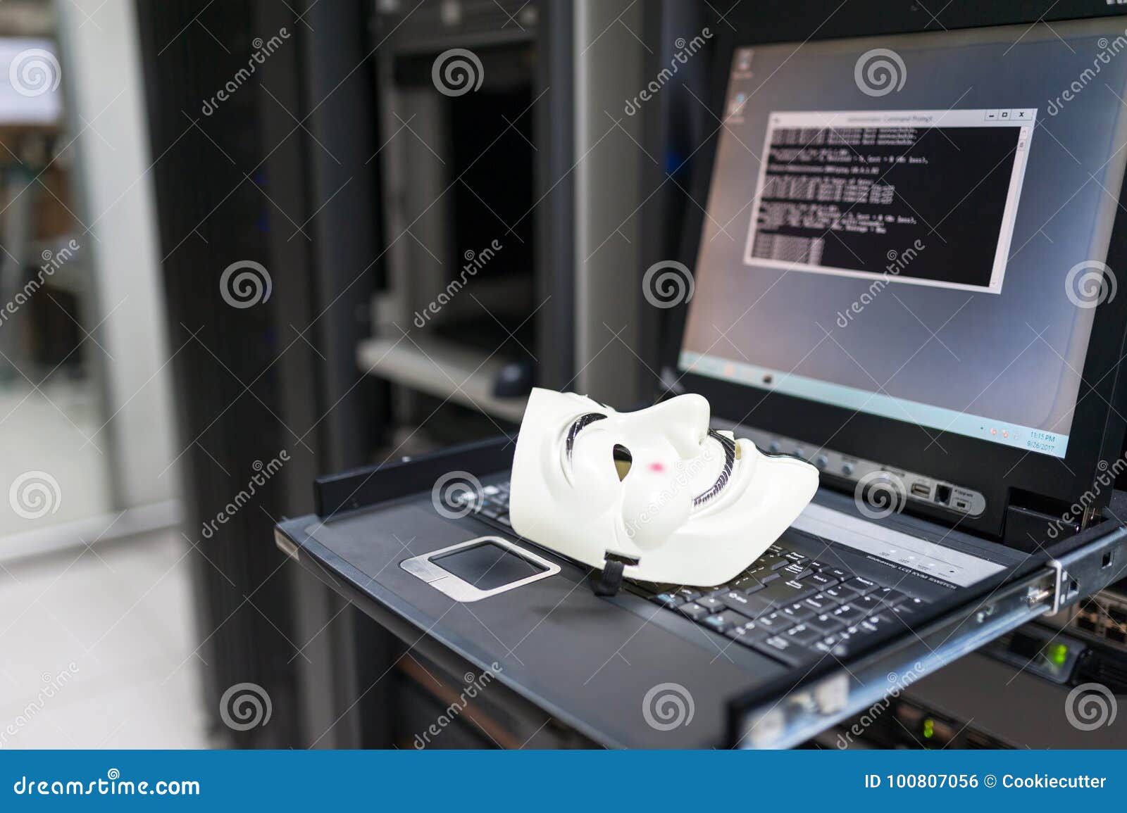 Masked Hacker in Computer Server Room Concept . Editorial Photo - Image ...