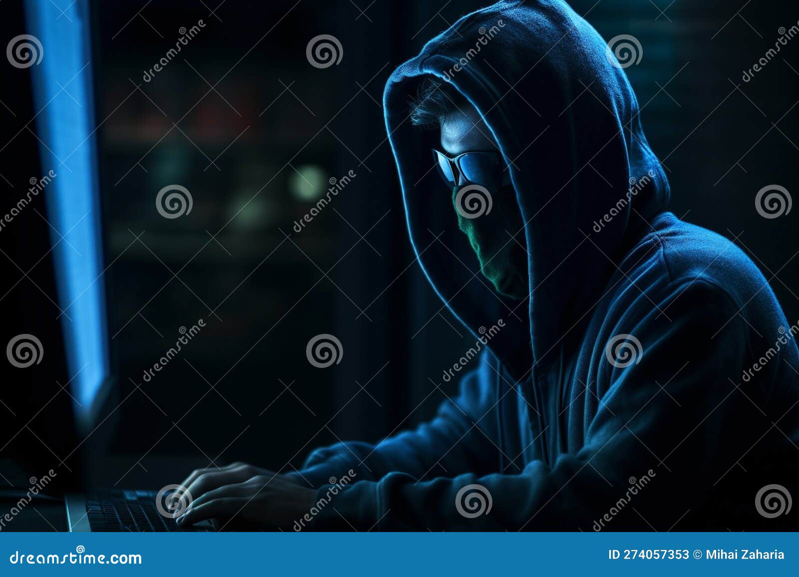 Masked Hacker Stealing Privacy Data From Laptop Using Virus And Bugs ...