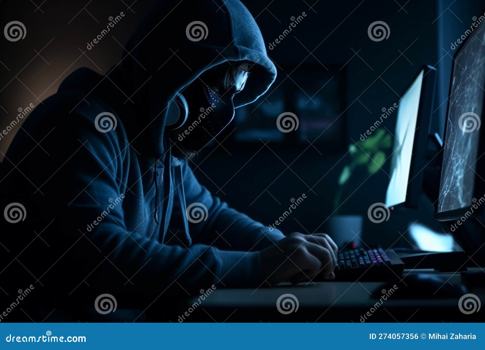 Masked Hacker Stealing Privacy Data From Laptop Using Virus And Bugs ...
