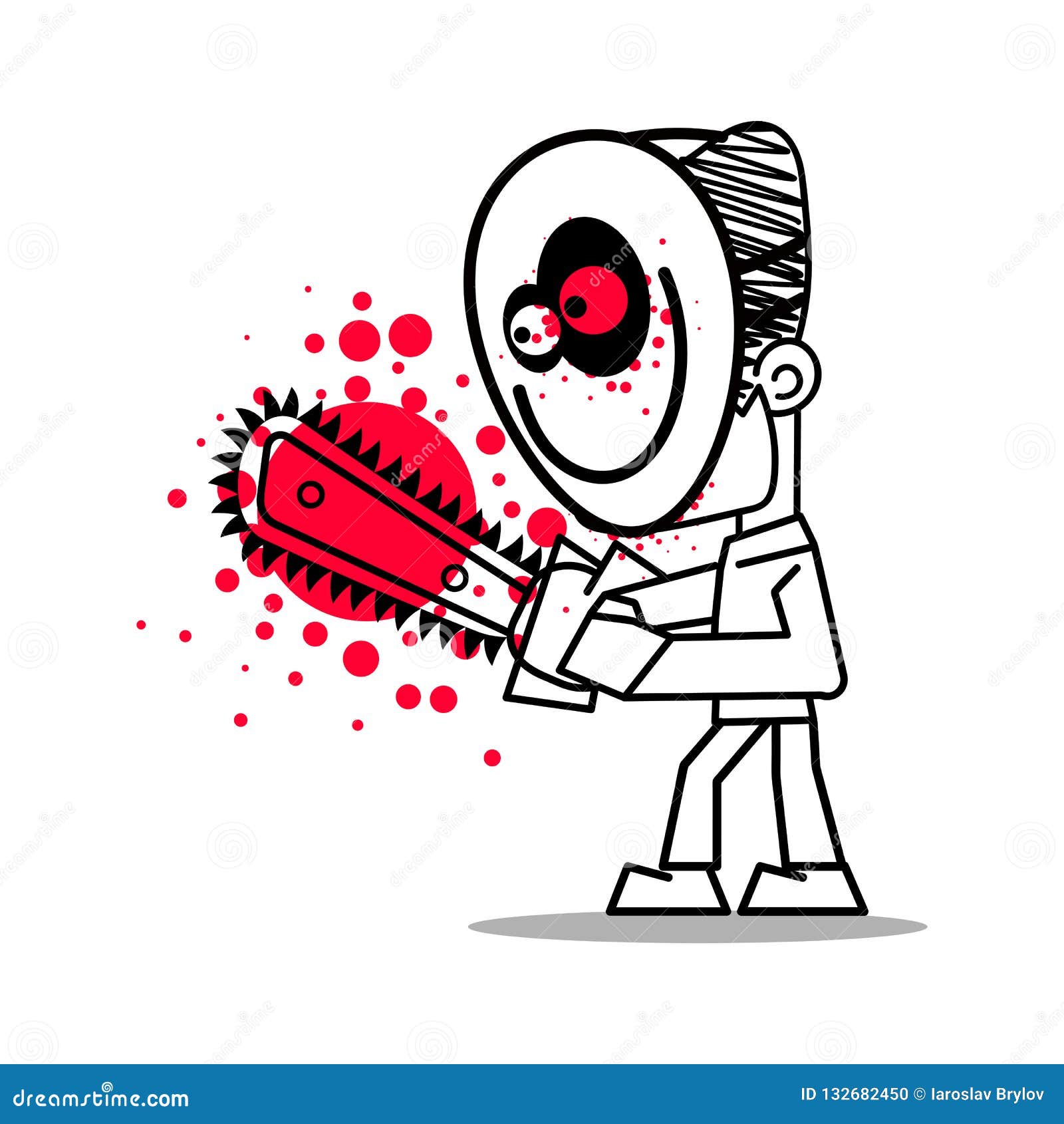 Masked Killer with Chainsaw Vector Illustration on White Background ...