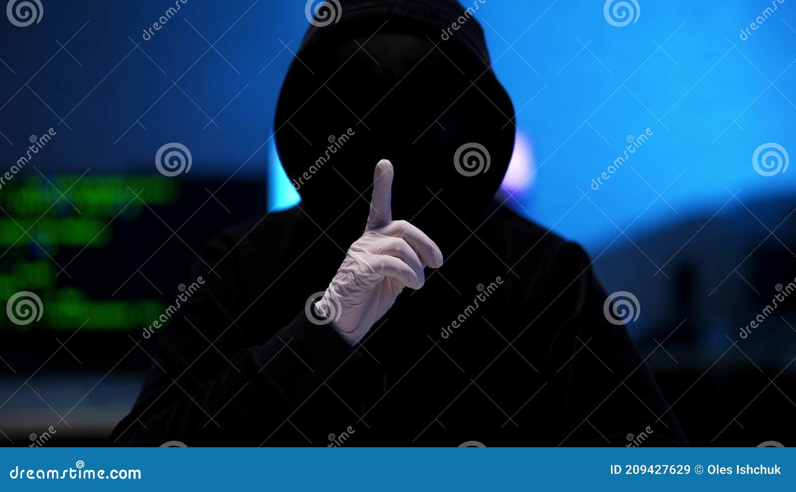 Masked Male Hacker Putting Finger on Lips Making Hush Gesture ...